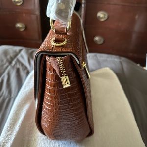 Bags | Monaco Brown Crocodile Embossed Genuine Leather Tote Bag | Poshmark